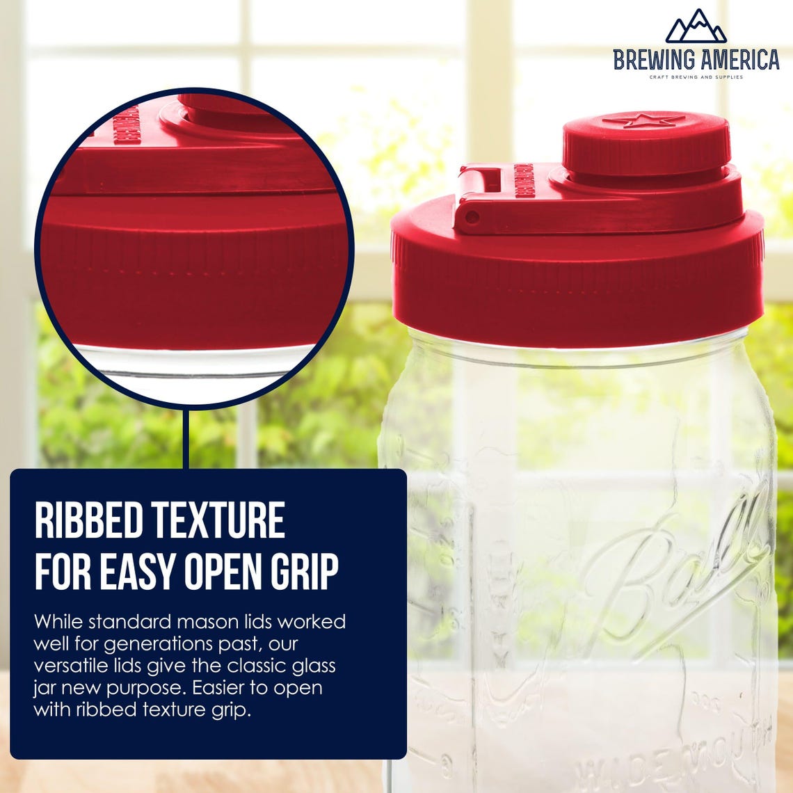 Pint & Half Jar With Old Glory Red Pouring Lid – Functional Stylish ...
