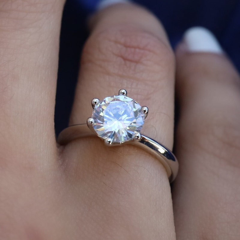 Cz Engagement Ring - Etsy