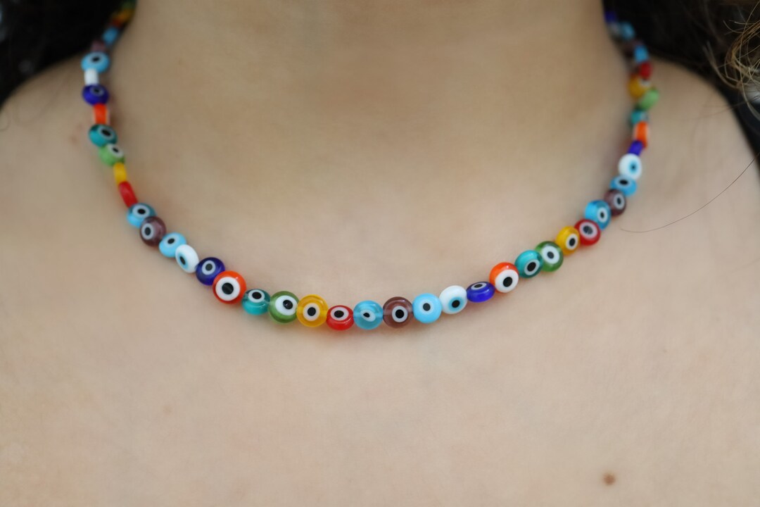 Colorful Evil Eye Necklace, Rainbow Evil Eye, Protective Necklace, Good ...