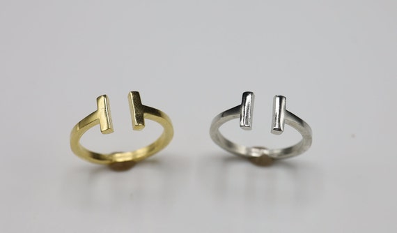 Adjustable T Bar Ring Stackable Ring Minimalist Ring 24k | Etsy