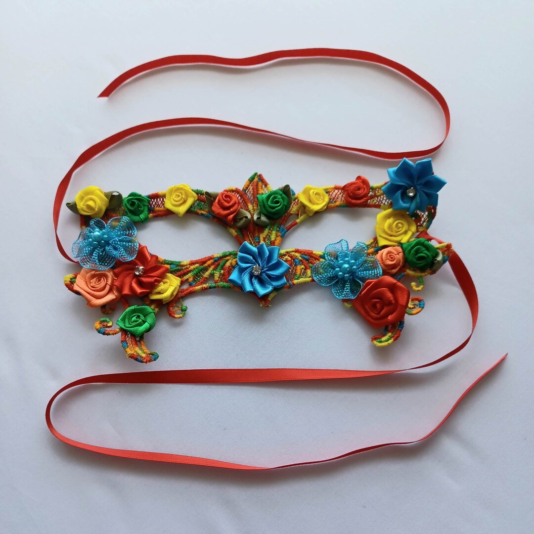 Rainbow Floral Lace Masquerade Mask - Etsy