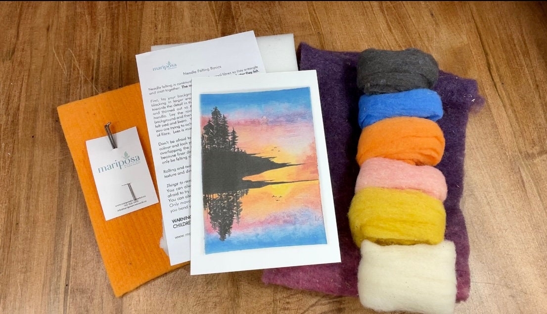Felting Kit, Felting Picture Kit, DIY Felting, Sunset Silhouette ...