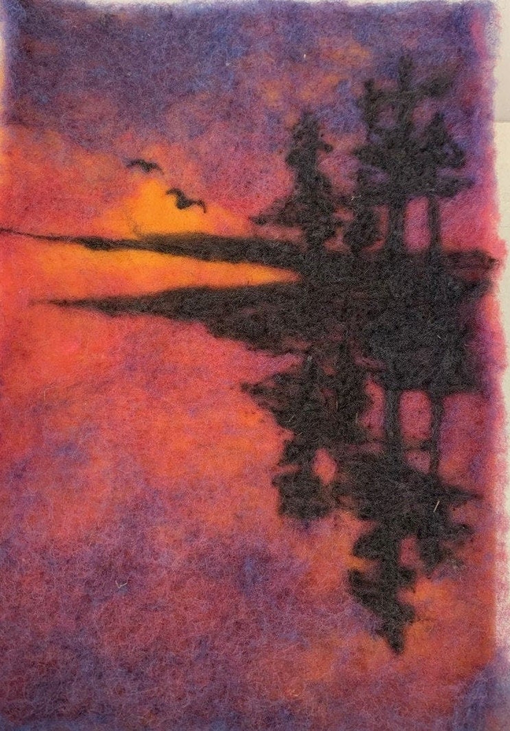 Felting Kit, Felting Picture Kit, DIY Felting, Sunset Silhouette ...