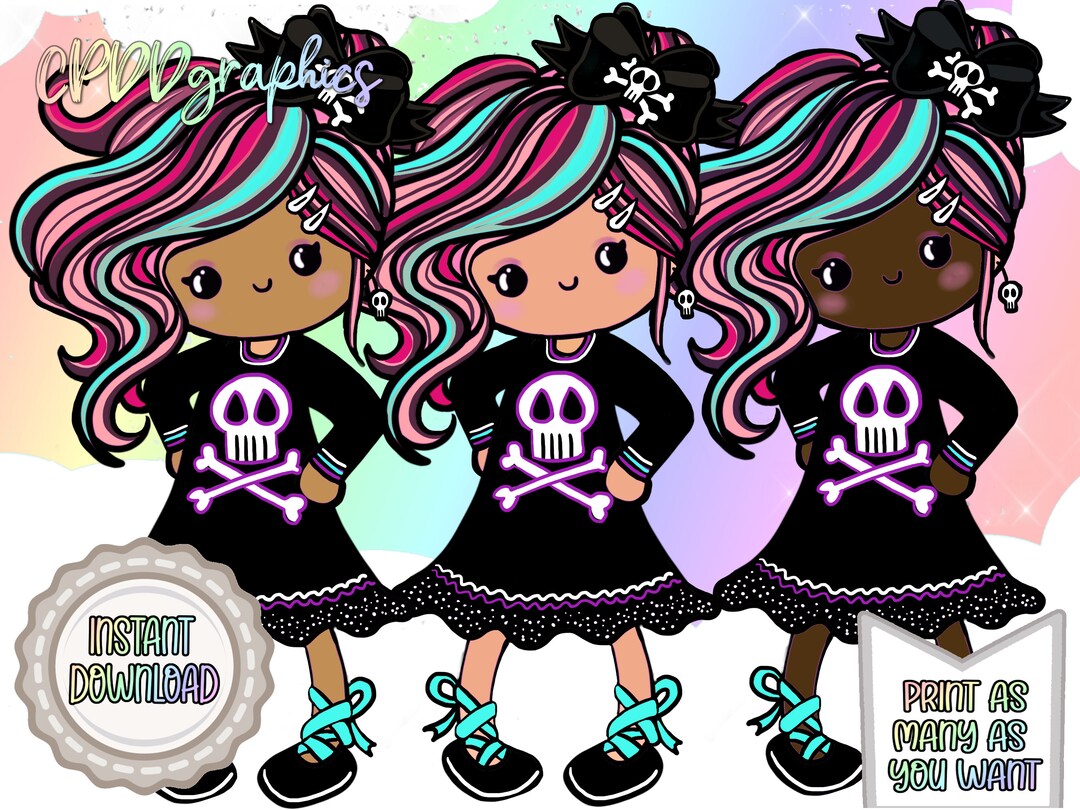 Cute Kawaii Punk Rock Emo Girl Clipart - Etsy