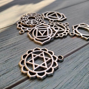 Seven Chakras Alloy Metal Charms / Chakras Pendants / Stainless Chain ...