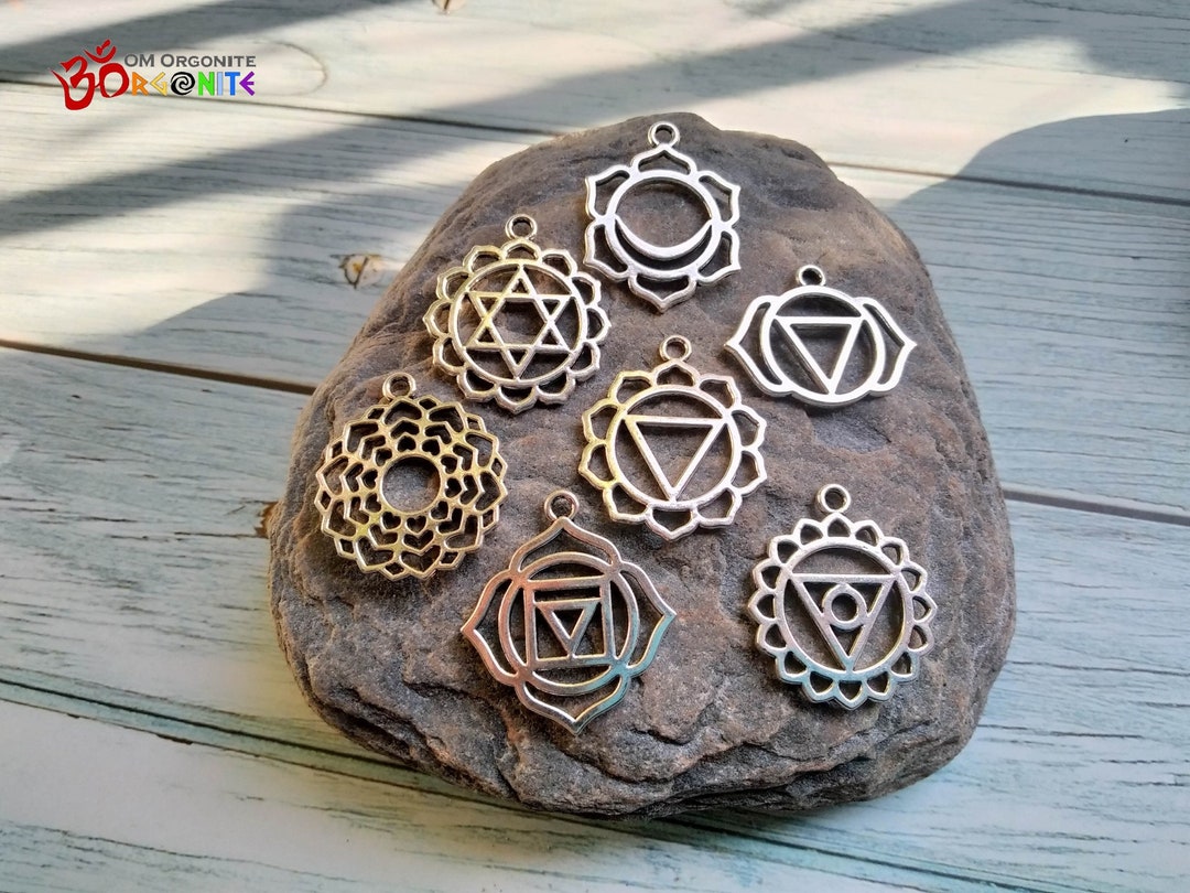 Seven Chakras Alloy Metal Charms / Chakras Pendants / Stainless Chain ...