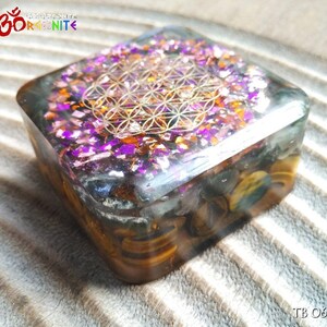 Flower of Life Orgonite Tower Buster / Brown Tiger's Eye / - Etsy