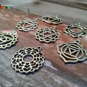 Seven Chakras Alloy Metal Charms / Chakras Pendants / Stainless Chain ...