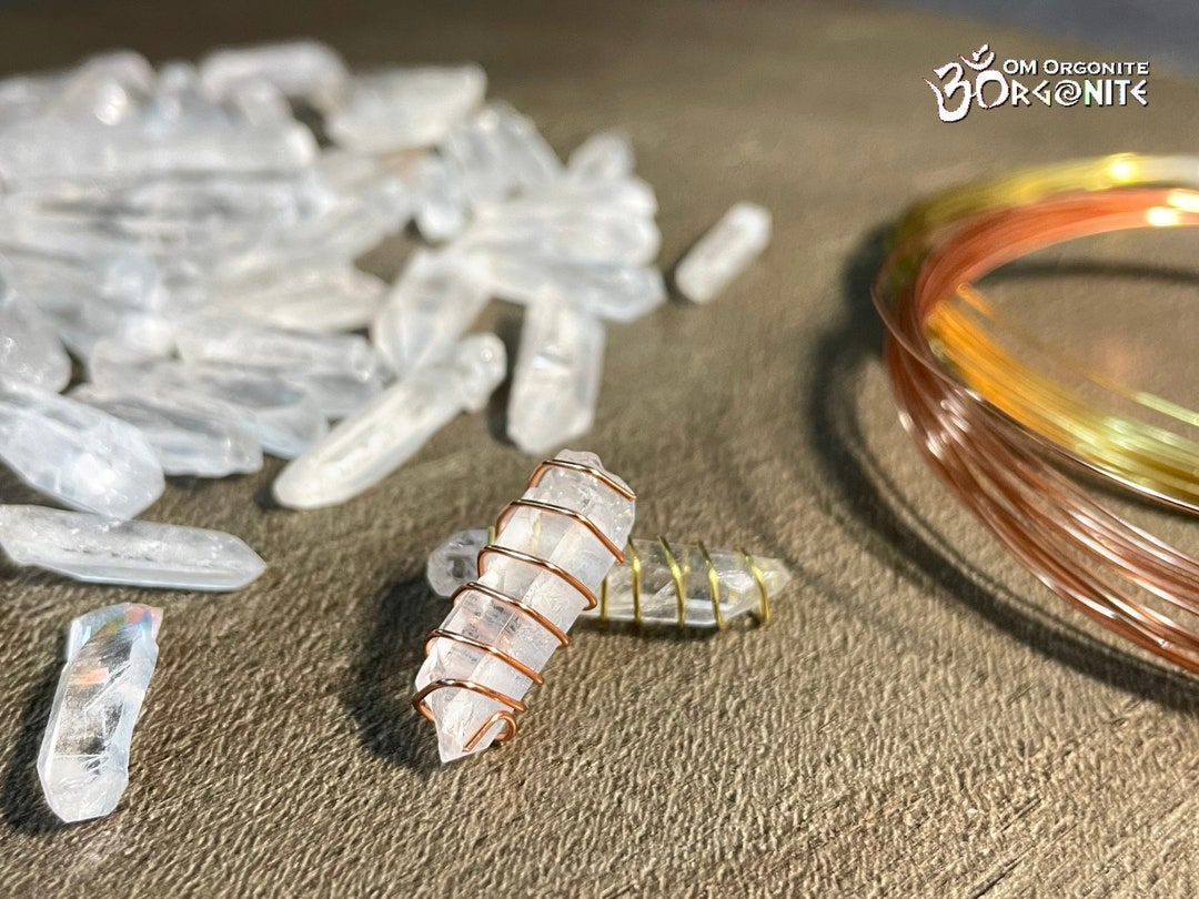 50 Crystals Points With 2 Rolls Copper and Brass | Crystal Grids | DIY ...