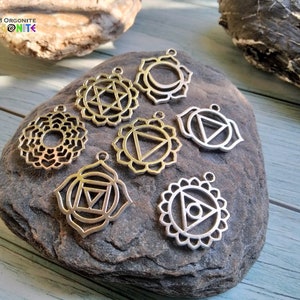 Seven Chakras Alloy Metal Charms / Chakras Pendants / Stainless Chain ...