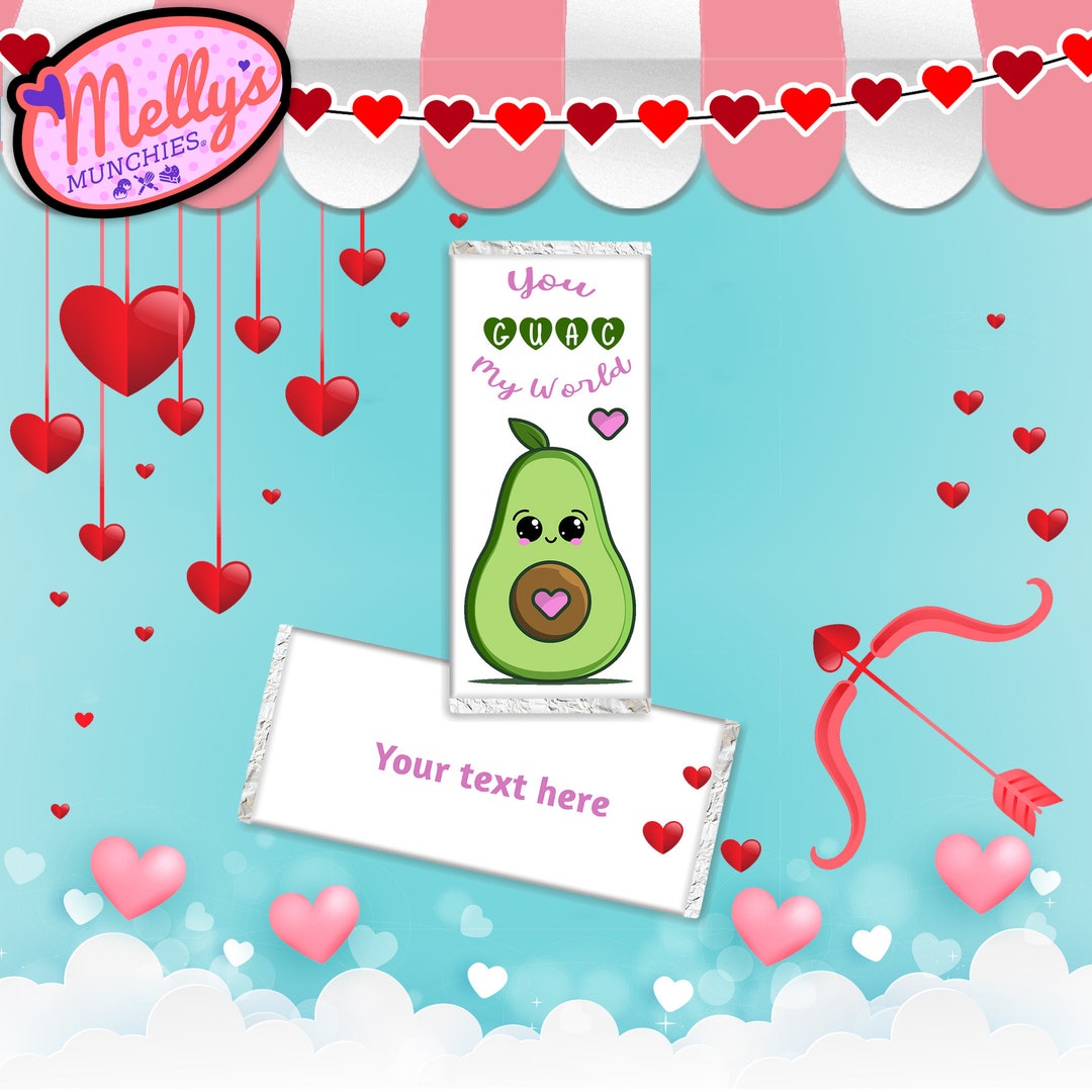Valentine's Day Gourmet Chocolate Bar Gift With Cute 'you Guac My World ...