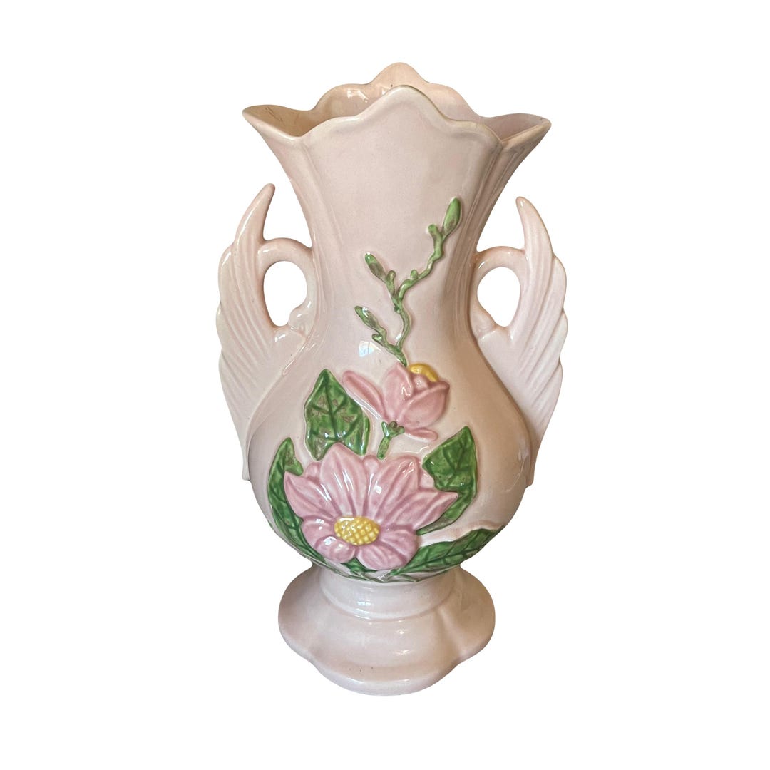 1940s Hull Pink Magnolia Swan Handles Vase (H 16-12 1/2) - Etsy