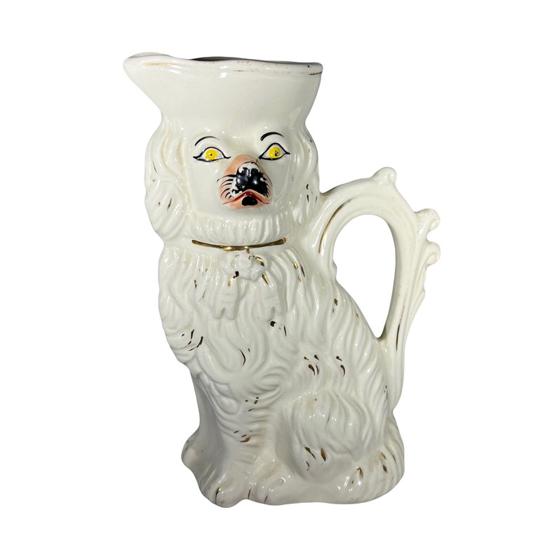 English Staffordshire White Spaniel Dog Pitcher - Etsy