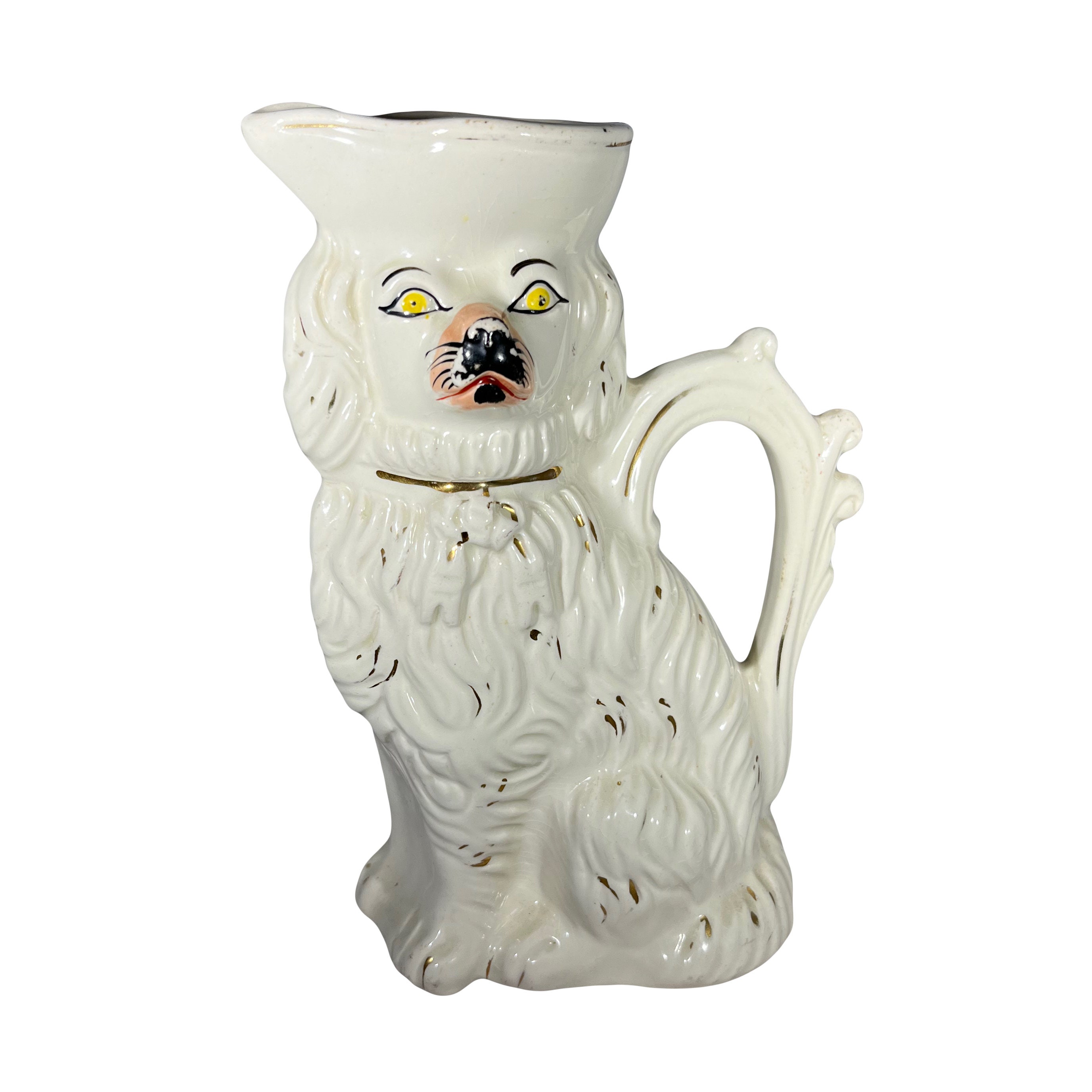 English Staffordshire White Spaniel Dog Pitcher - Etsy