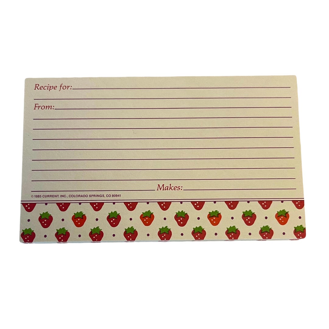 Current Inc Strawberry Recipe Cards, 1985 Strawberry Recipe Cards With ...