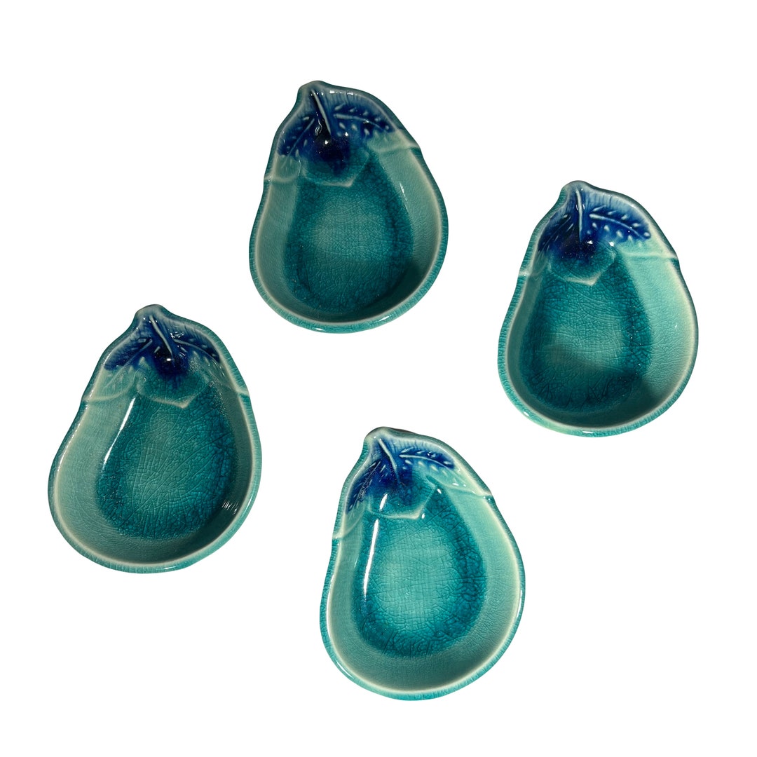 Ceramic Eggplant Tidbit Dishes, Set of 4 - Etsy