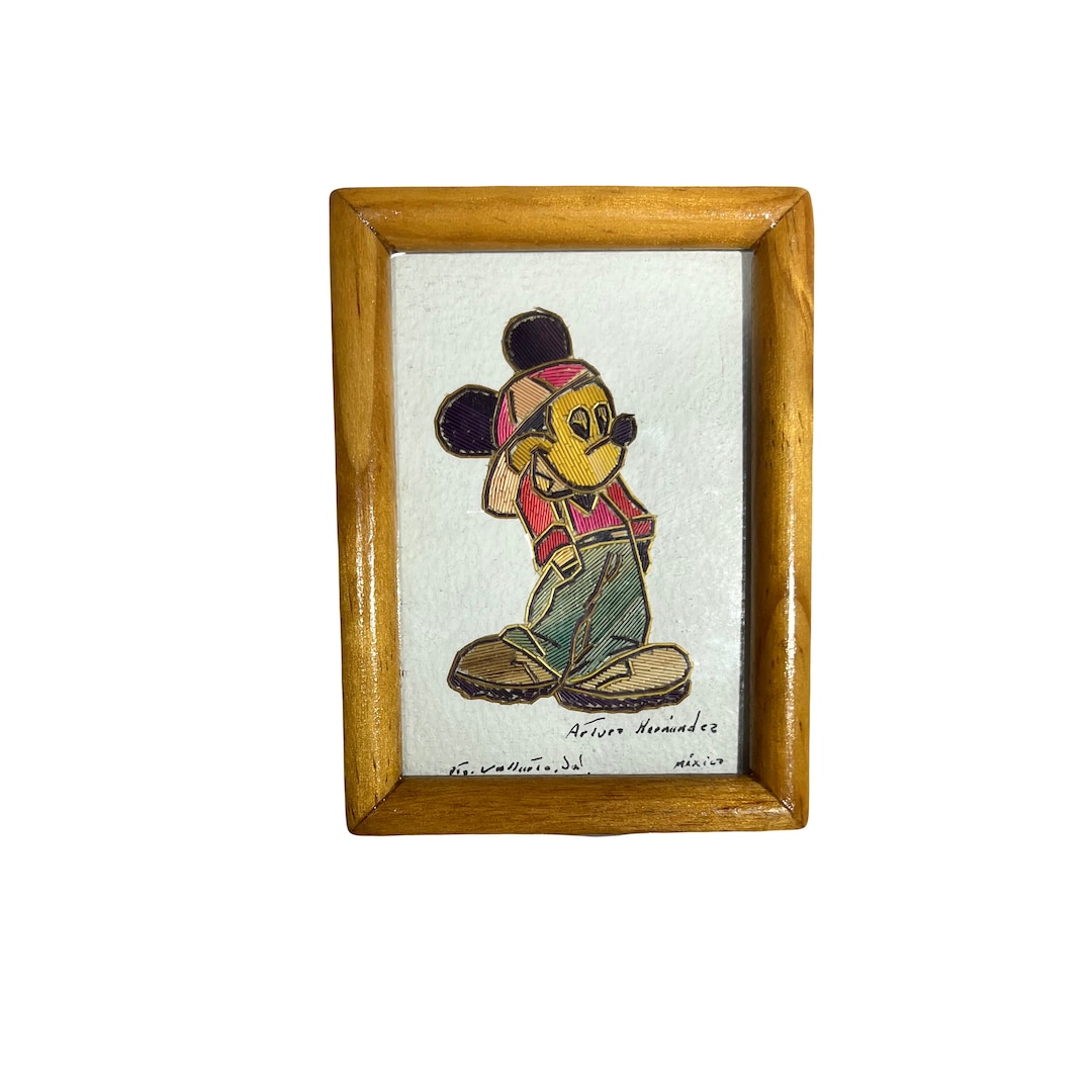 Signed Straw Art of Mickey Mouse by Mexican Artist Arturo Hernandez ...