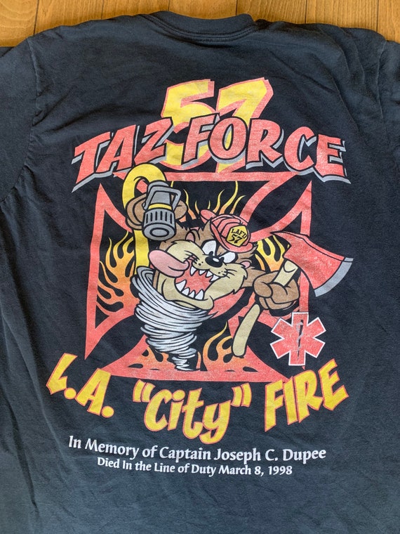Taz Force 57 LA City Fire Vintage T-shirt. Size Large - Gem