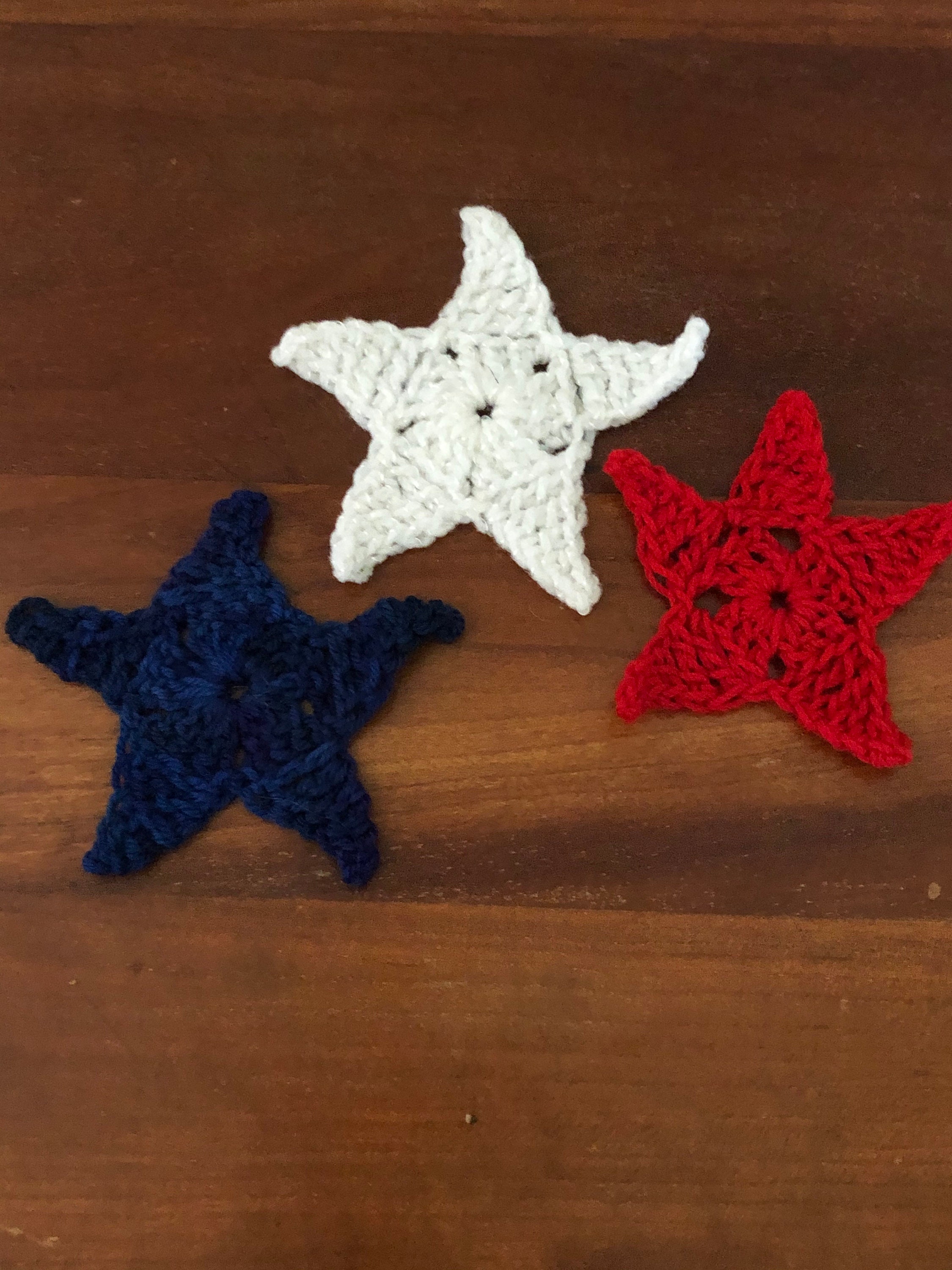 Hand Crocheted Small Five-Point Stars Red White And Blue | Etsy