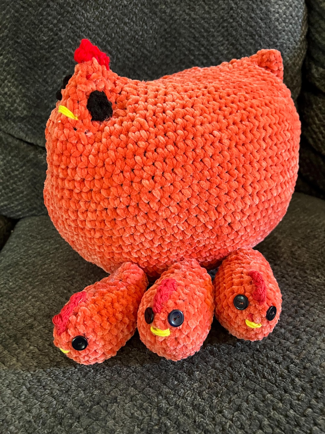 Giant Chubby Chicken With Three Mini Chickens - Etsy