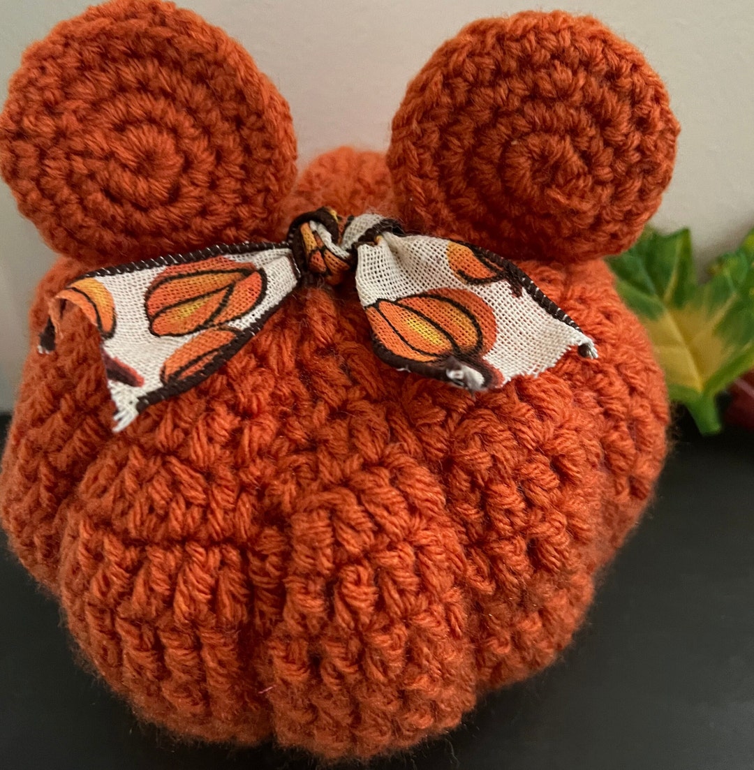 Hand Crocheted Mickey Mouse Pumpkin in Burnt Orange - Etsy
