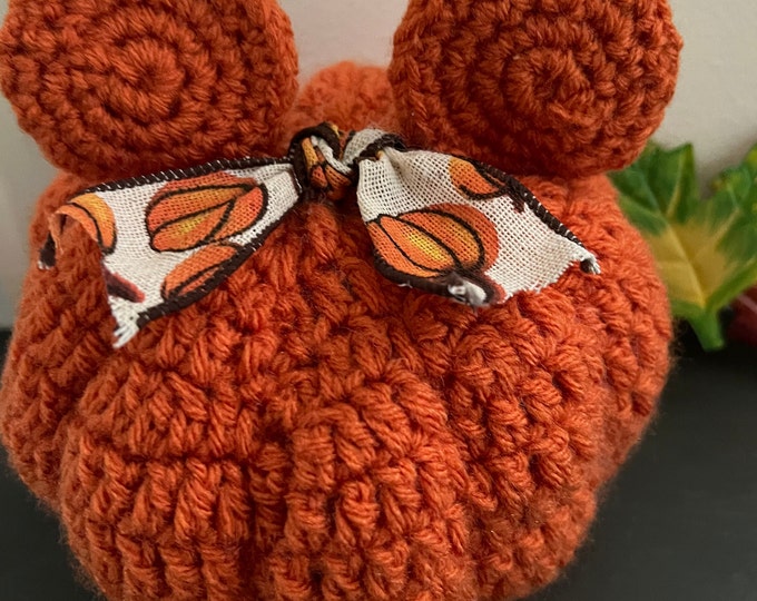 Hand Crocheted Mickey Mouse Pumpkin in Burnt Orange - Etsy