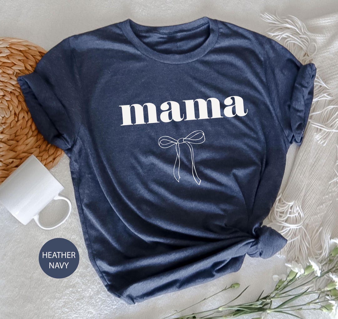 Mama Shirt, Aesthetic Minimalist Mom Tee With Bow, Cute Graphic T-shirt ...