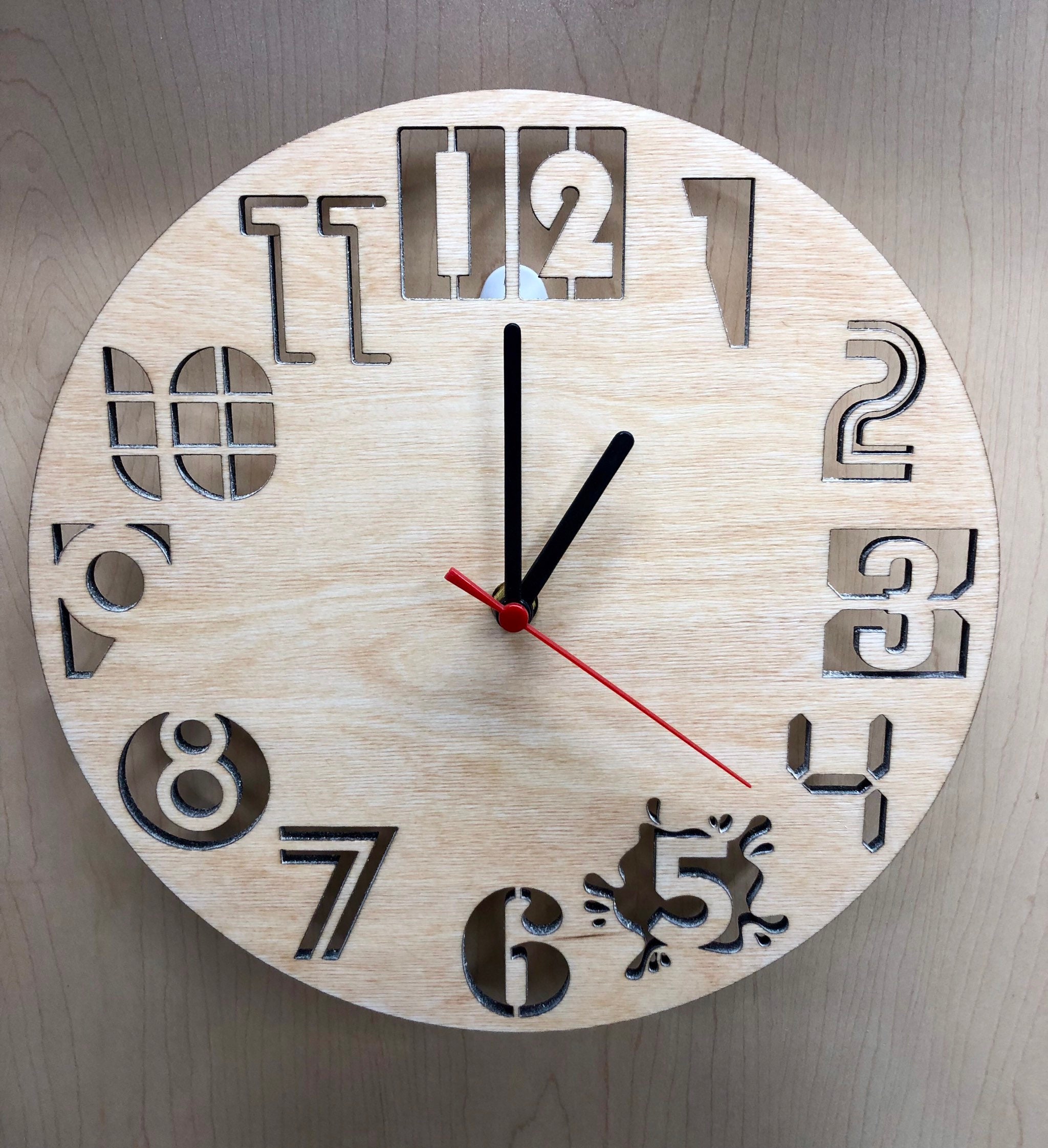 Natural Laser Cut Numbers Wood Clock - Etsy