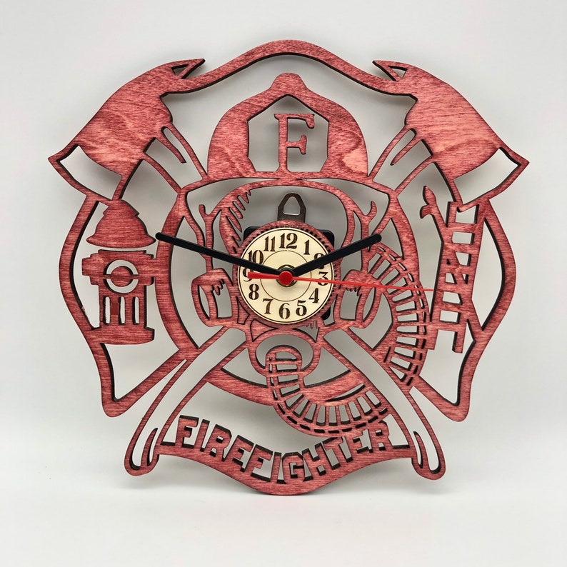Firefighters Wall Clock Laser Cut Wood - Etsy
