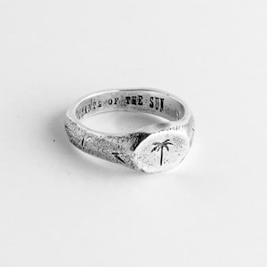 Palm Tree Signet Ring Sterling Silver – Handcrafted Jewelry, Unisex ...