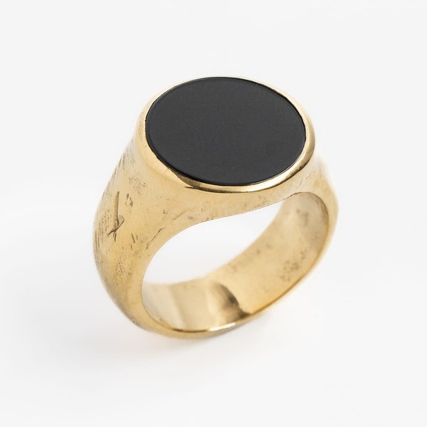 Mens Gold Stone Signet Ring - Etsy