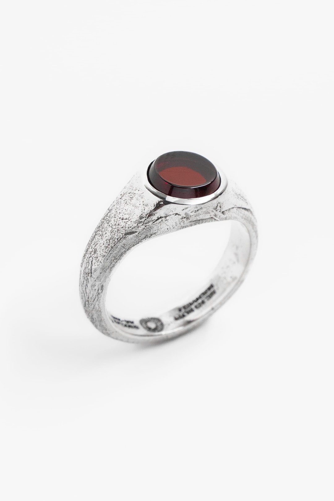 Orbit Signet Red Garnet Signet Ring – 925 Sterling Silver, Natural Red ...