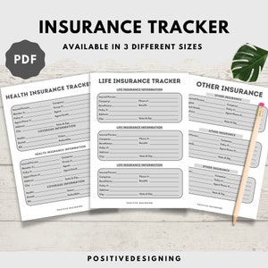 Insurance Tracker Printable Insurance Tracking Template - Etsy