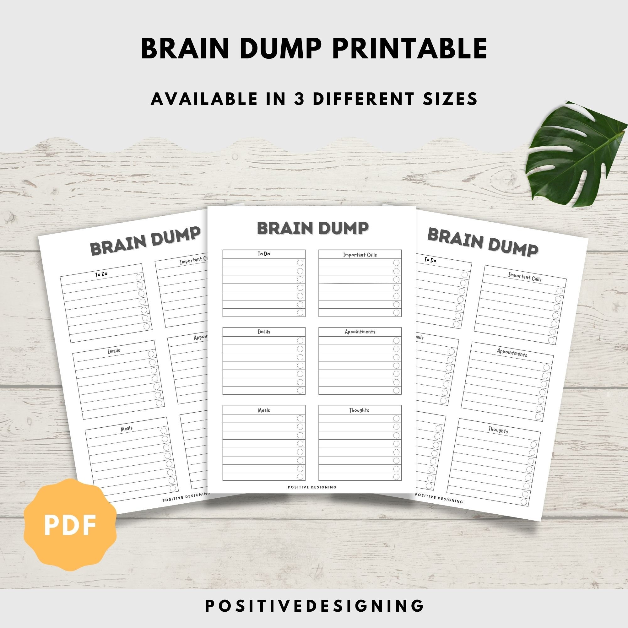Brain Dump Printable, Thought Organizer, ADHD Brain Dump, Thought ...