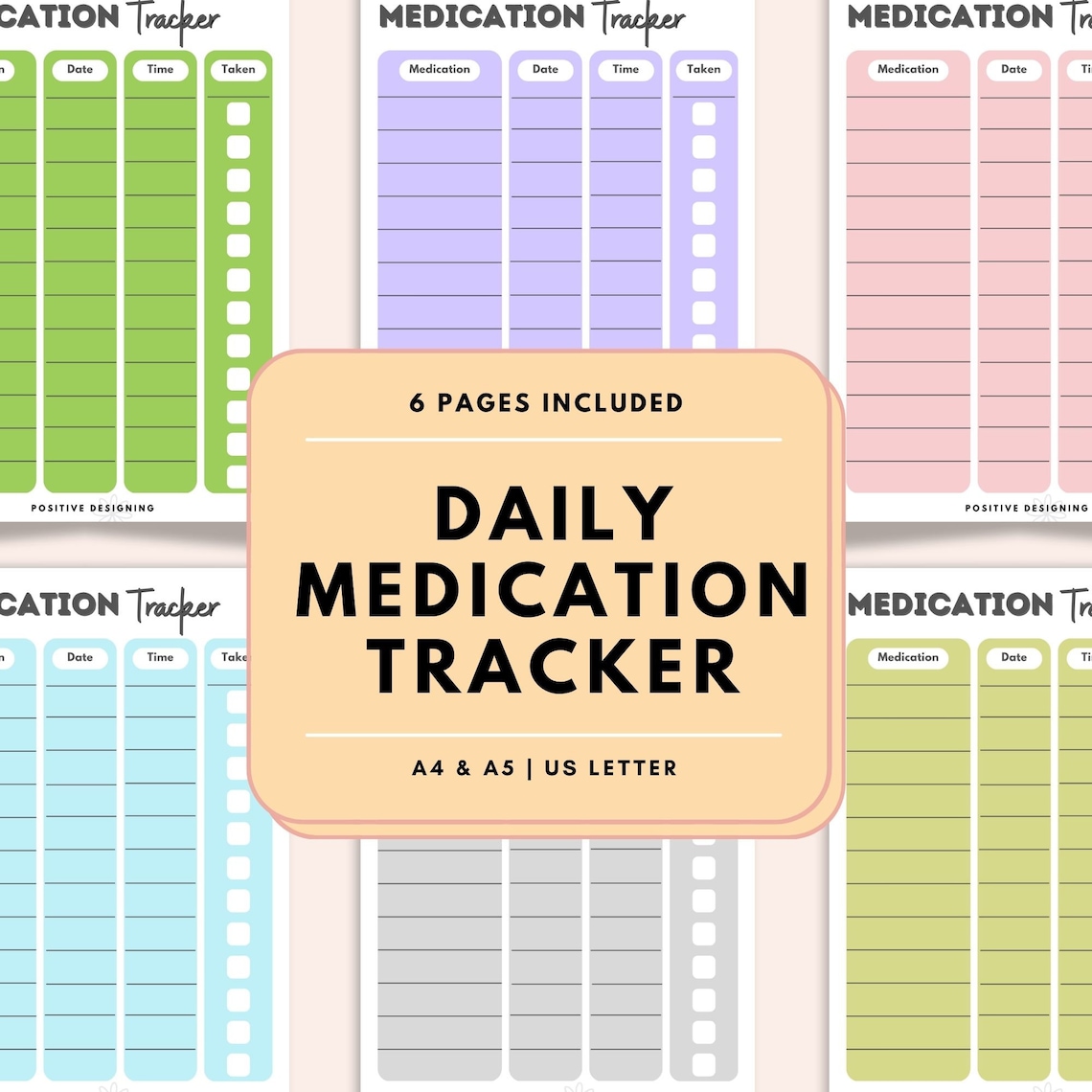 Daily Medication Tracker, Printable Medication Log, Daily Medication ...