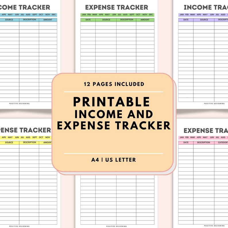 Income and Expense Tracker | Printable Budget Planner (PDF) - Etsy