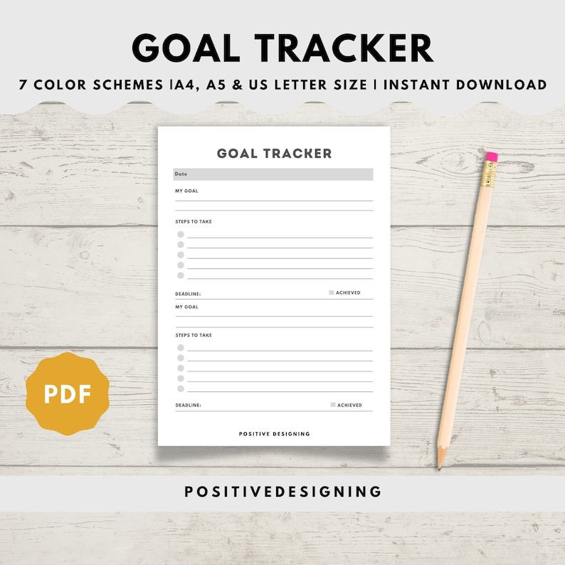 Goal Planner Printable Worksheet Goal Setting Template - Etsy