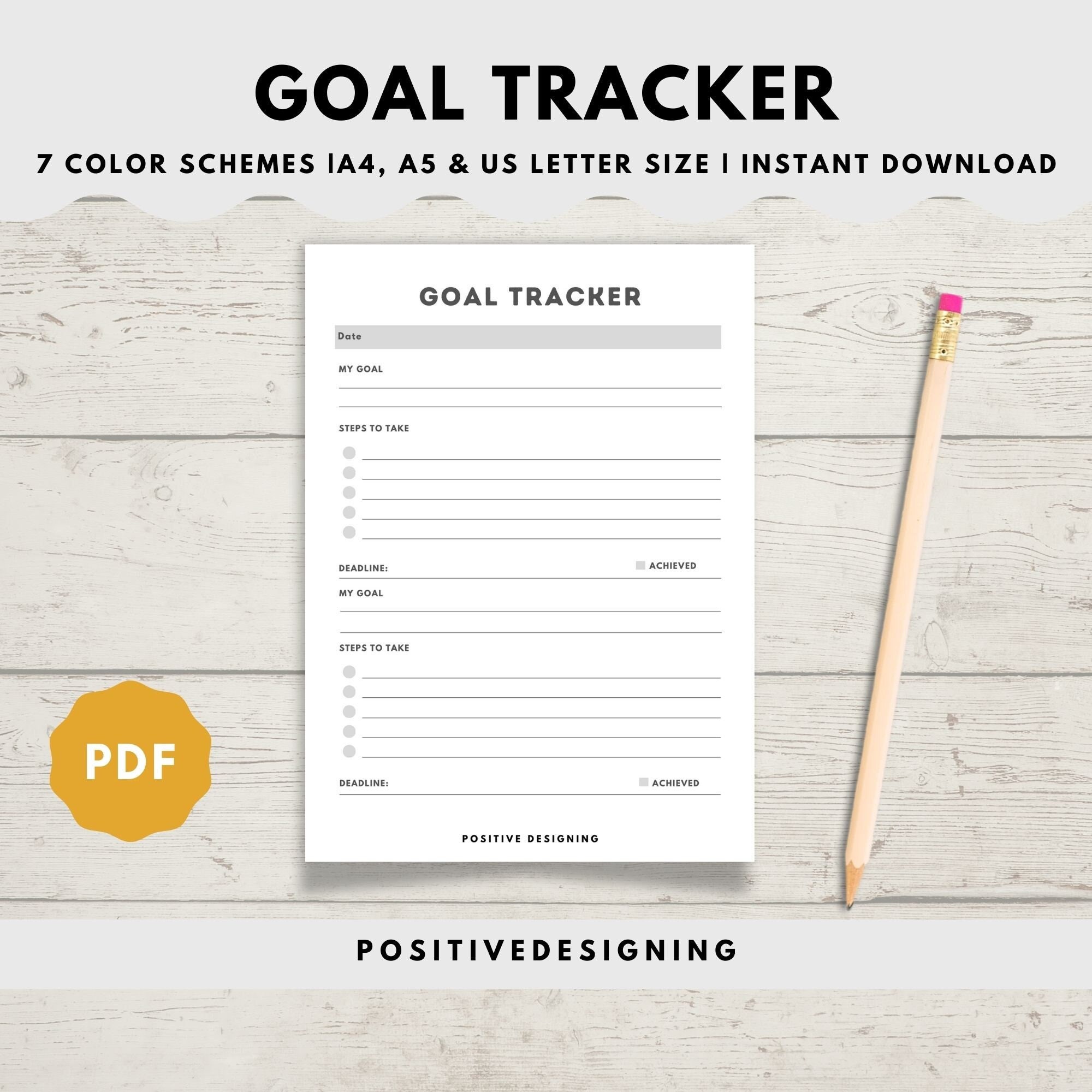 Goal Planner Printable Worksheet Goal Setting Template - Etsy