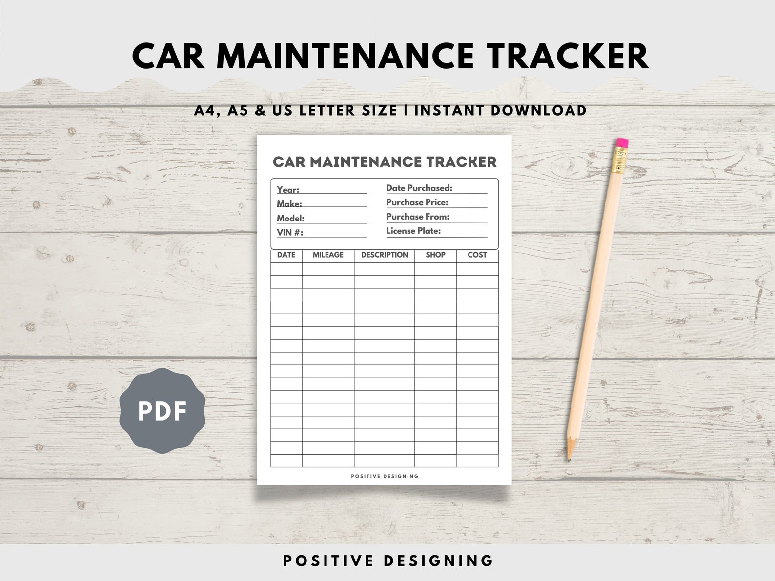 Vehicle Maintenance Tracker,car Maintenance Tracker,car Repairs ...