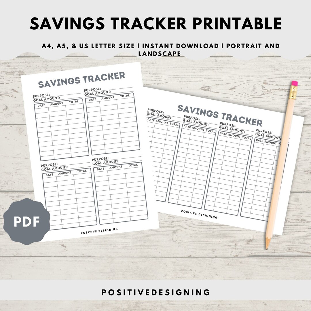 Savings Account Sheet Printable Personal Savings Tracker - Etsy
