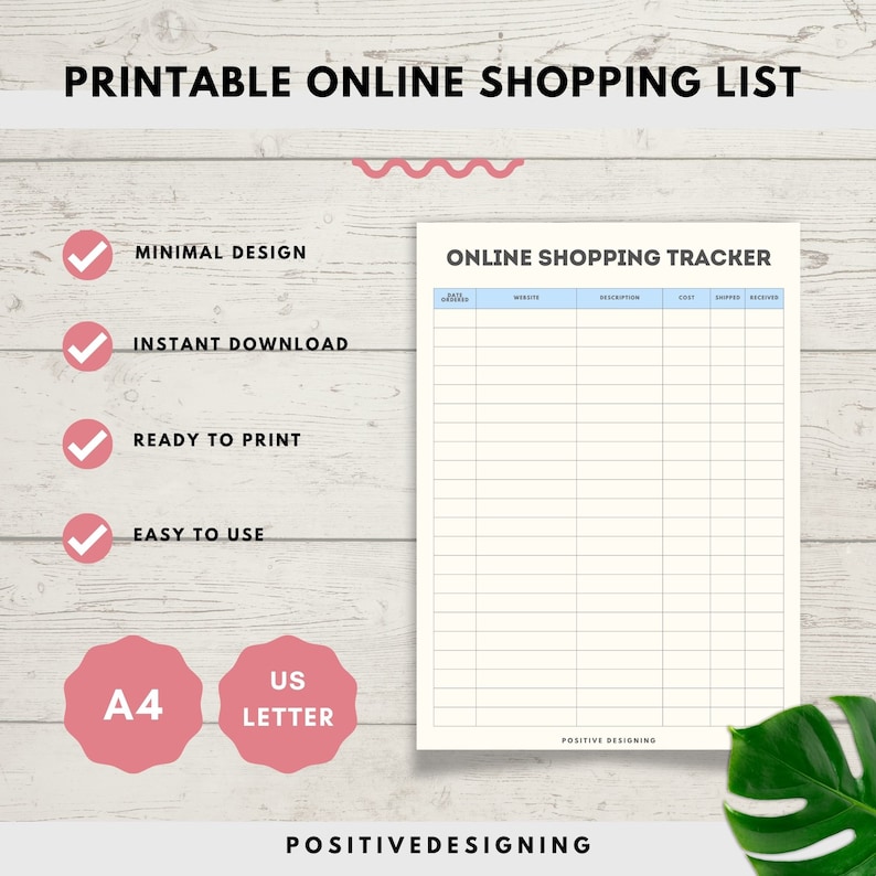 Online Shopping Tracker Printable, Order Tracker, Online Purchases Log ...