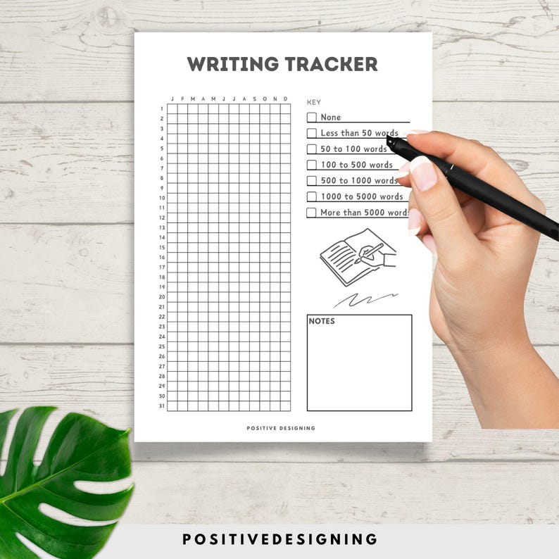 Writing Tracker - Printable Journal Page for Word Count, Writing Log ...