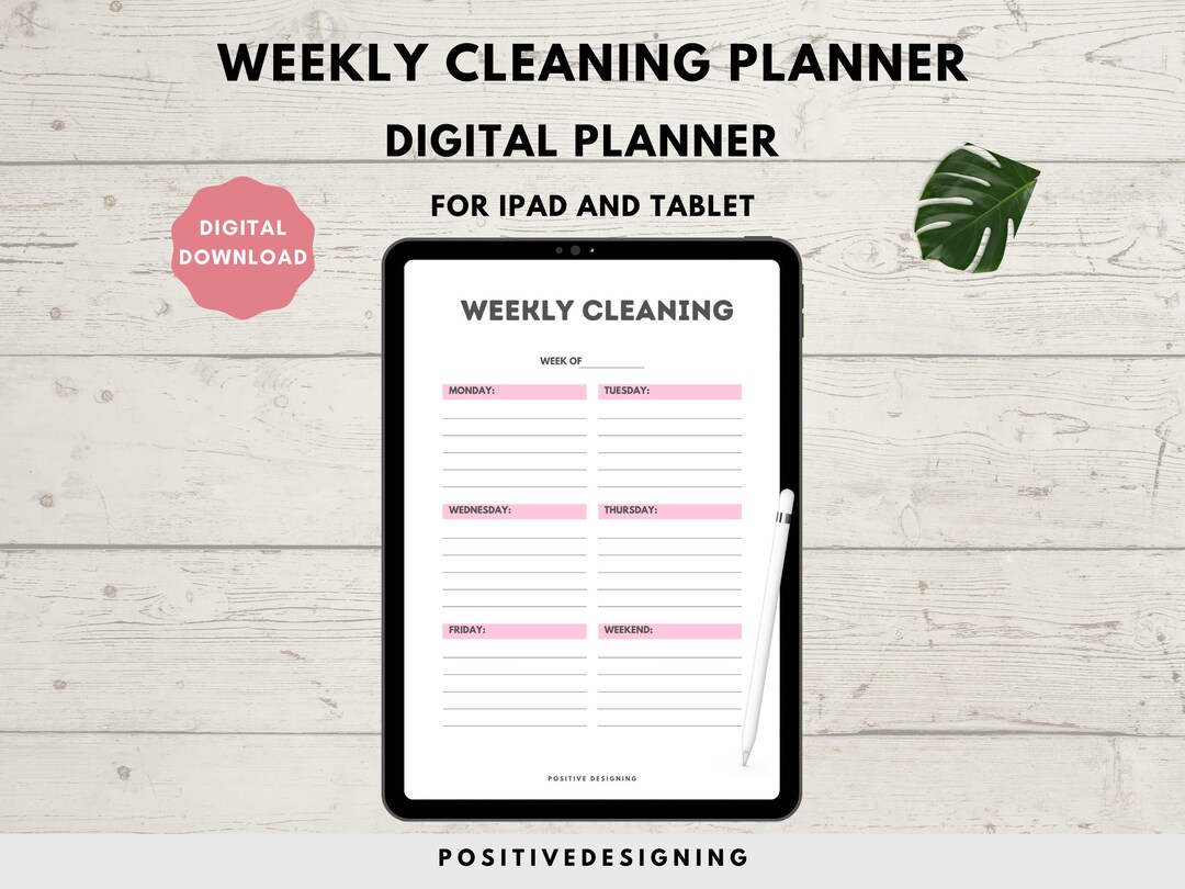 Digital Planner, Weekly Cleaning, Digital Cleaning Template, Cleaning ...