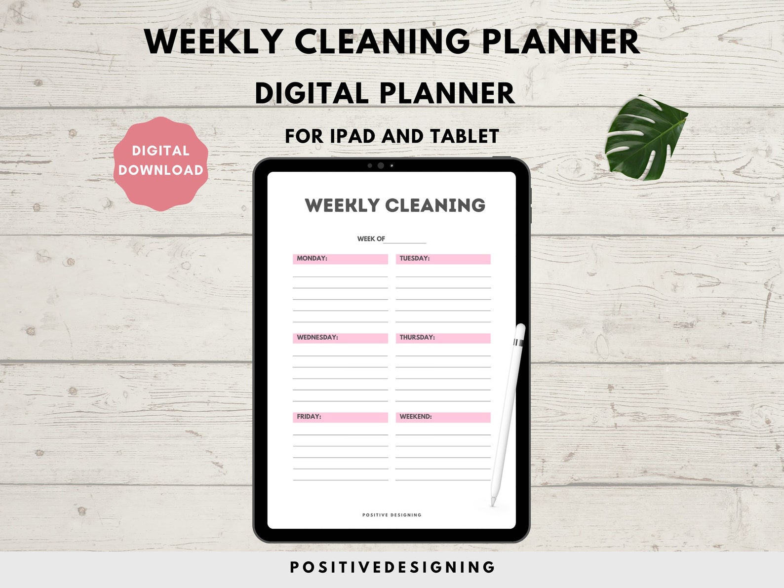 Digital Planner, Weekly Cleaning, Digital Cleaning Template, Cleaning ...