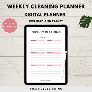 Digital Planner, Weekly Cleaning, Digital Cleaning Template, Cleaning ...
