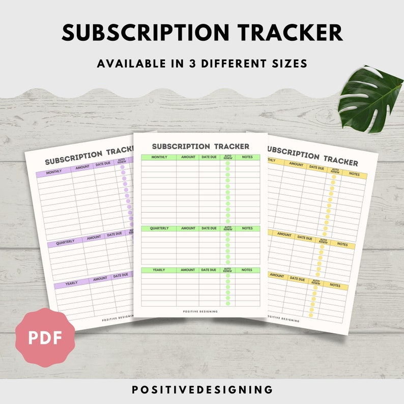 Subscription Tracker Printable | Budget Planner | Account Tracker ...