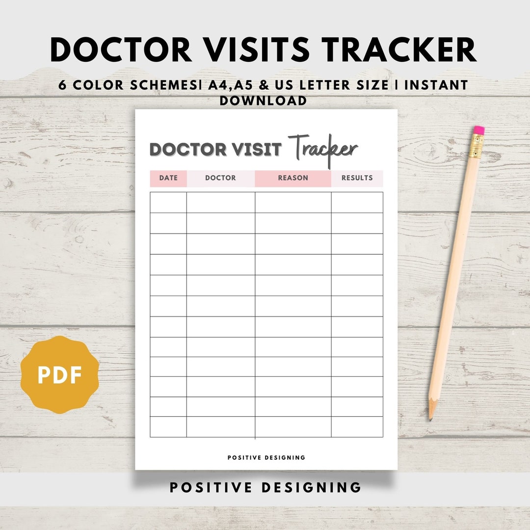 Doctors Visits Tracker Printable Doctors Appointments Log - Etsy