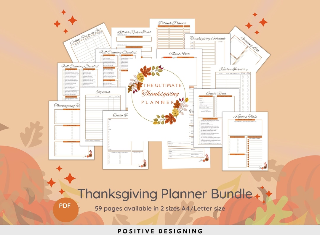 Thanksgiving Planner Printable, Holiday Planner, Thanksgiving Binder ...