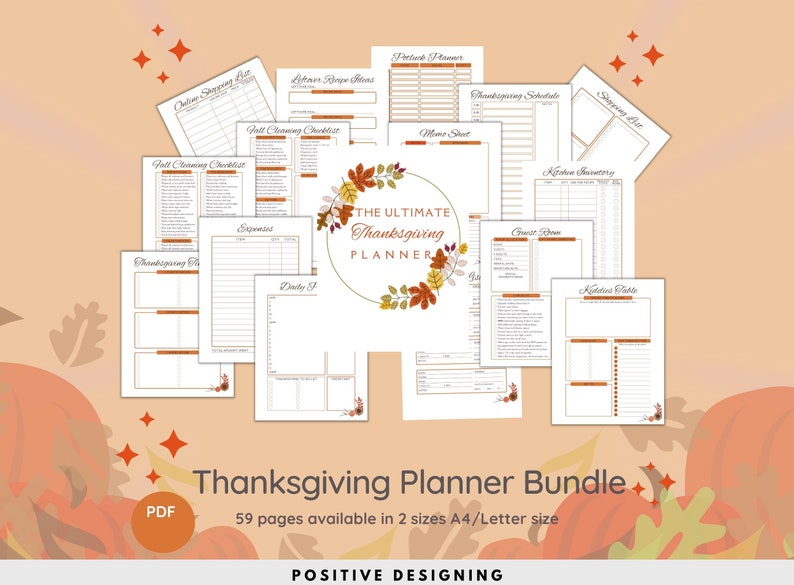 Thanksgiving Planner Bundle, Holiday Organizer (PDF Instant Download ...