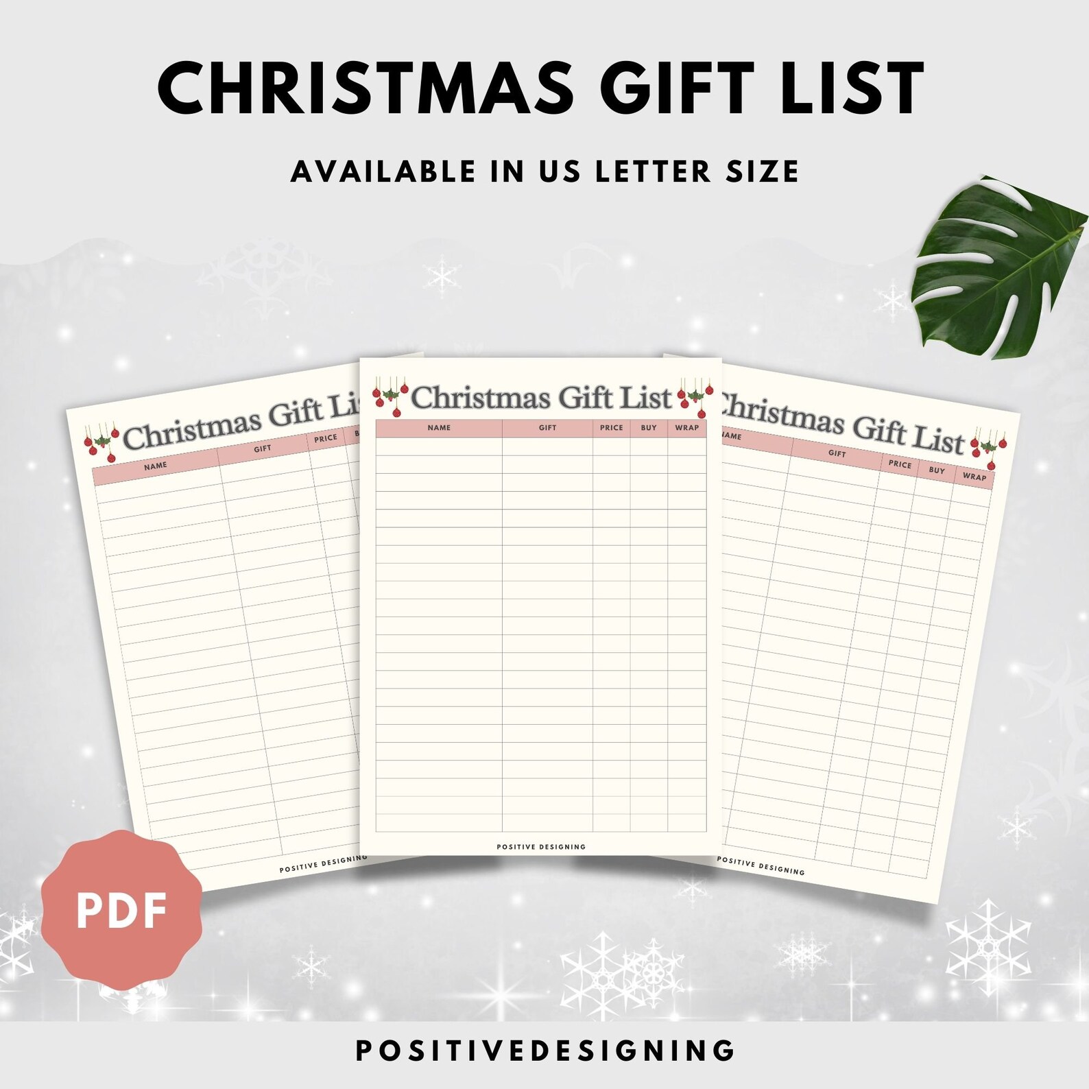 Printable Christmas Gift List | Holiday Planner (PDF) - Etsy